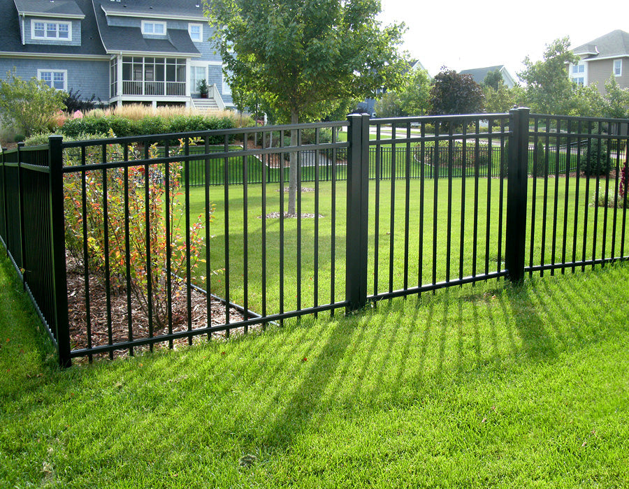 [100 Feet Of Fence] 5' Tall Black Ornamental Aluminum Flat Top Complet ...