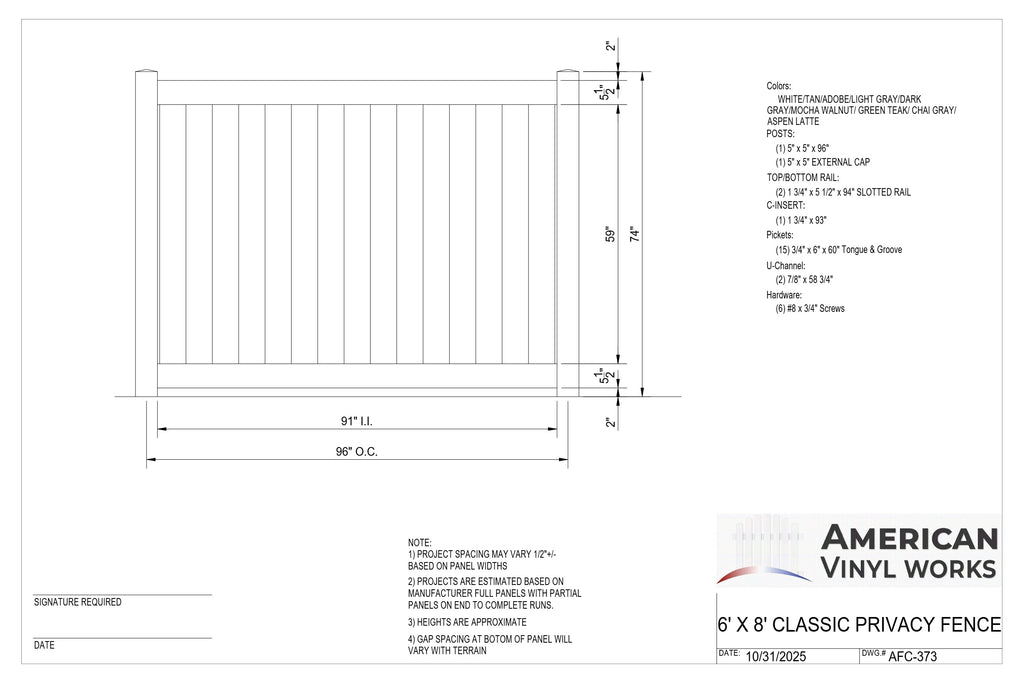 [50 Feet of Fence] 6' Tall Privacy AFC-373 Vinyl Complete Fence Packag ...