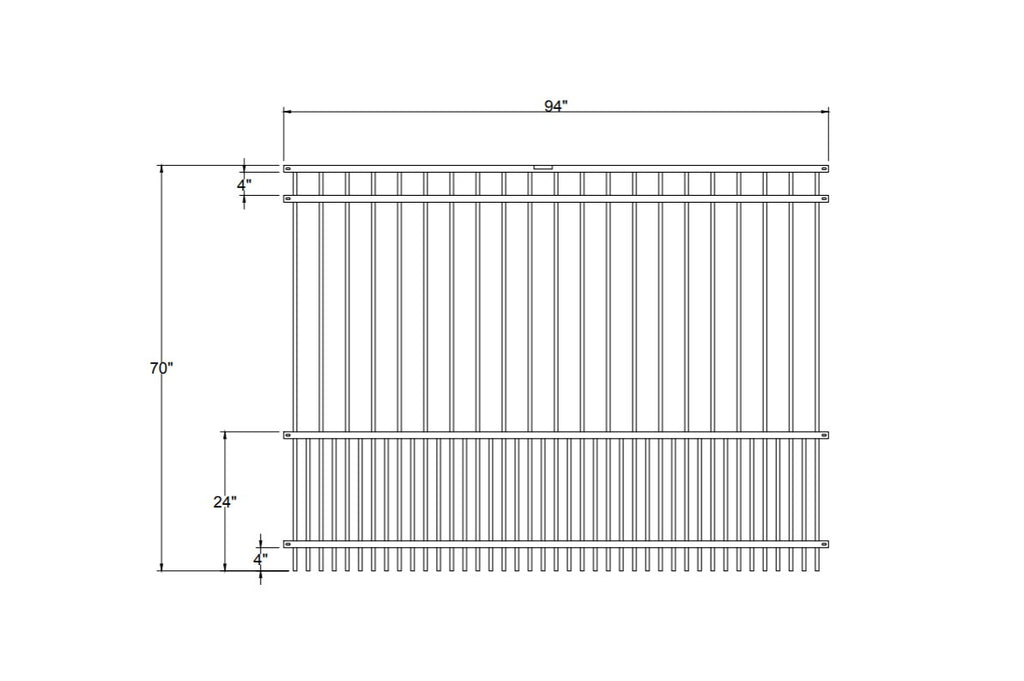 Ornamental Steel Puppy Picket Flat Top 8' Wide x 6' Tall 4-Rail Fence ...
