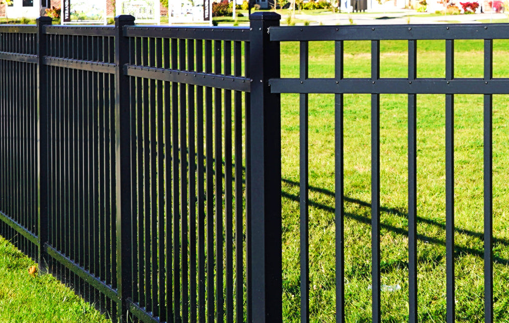 [75 Feet Of Fence] 6' Tall Black Ornamental Aluminum Flat Top Complete ...