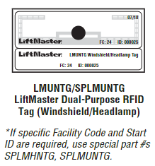 SPLMUNTG Special Order Dual Purpose RFID Tag - Headlamp or Windshield ...