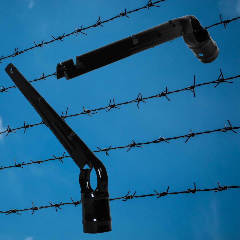 2" x 1-5/8" Steel Black Vinyl Coated Barbed Wire Arm for Black Vinyl C ...
