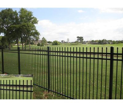 Ornamental Steel Spear Top 8' Wide x 5' Tall 3-Rail Panel with 3-7/8 ...